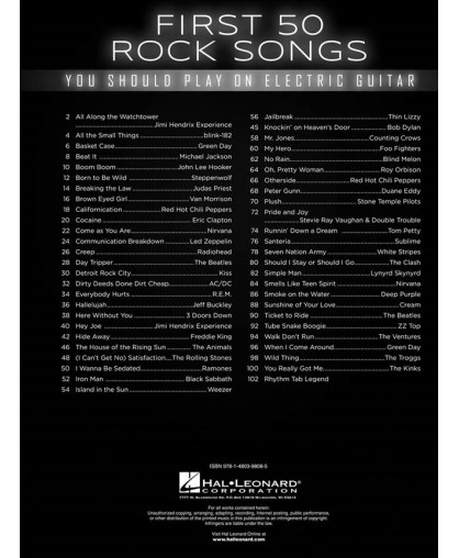 FIRST 50 ROCK SONGS YOU SHOULD PLAY ON ELECTRIC GUITAR FIRST 50 ROCK SONGS YOU SHOULD PLAY ON ELECTRIC GUITAR